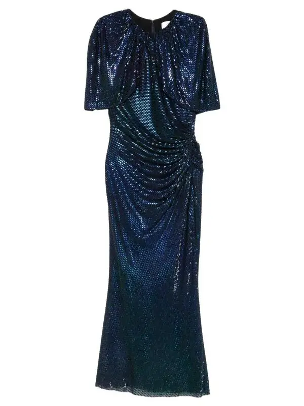 SELF-PORTRAIT Rhinestone Embellished Midi Dress - Blue