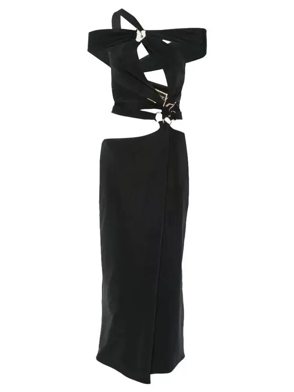 MITILIANE COUTURE Asymmetric Neck Cut-out Midi Dress - Black