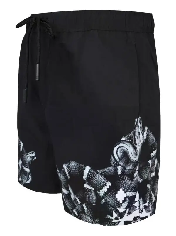 COUNTY OF MILAN Snake-print Drawstring Shorts - Black