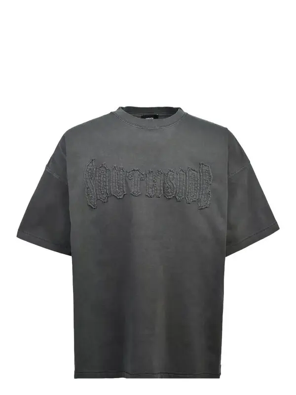 BREATH Distressed-patchwork T-shirt - Black