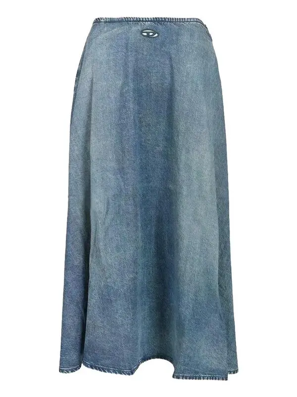 DIESEL® Logo Detail Denim Midi Skirt - Blue