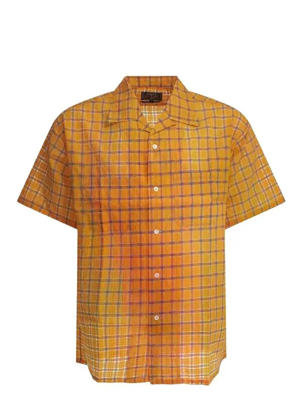 BEAMS Check-print Short-sleeve Shirt - Orange