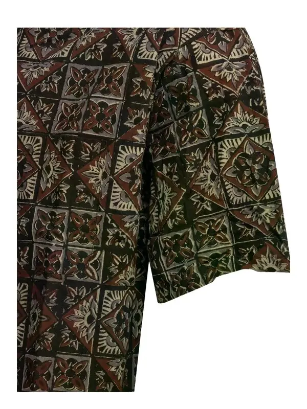 BEAMS Geometric-print Short-sleeve Shirt - Black