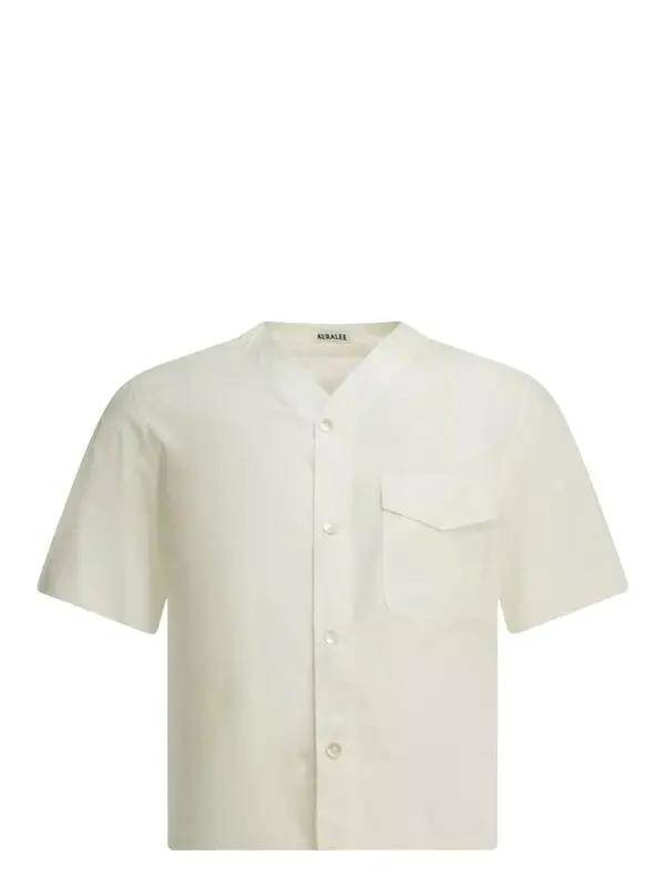 Auralee V-neck Chest-pocket Shirt - Neutrals