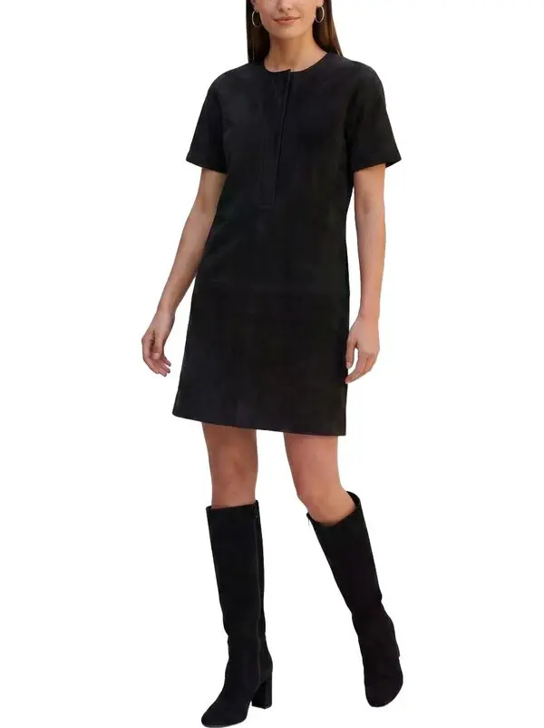 Burberry Suede Short-sleeve Dress - Black
