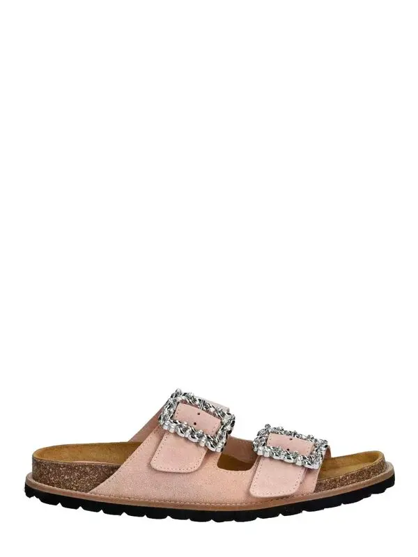 POLLINI Crystal-embellished Leather Sandals - Pink