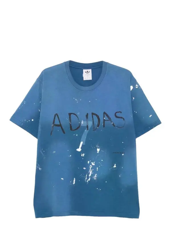 Adidas Paint-splatter Logo Print T-shirt - Blue