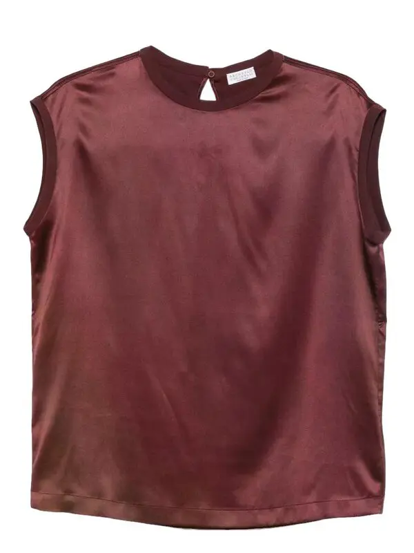 Brunello Cucinelli Cap Sleeve Satin Top - Red