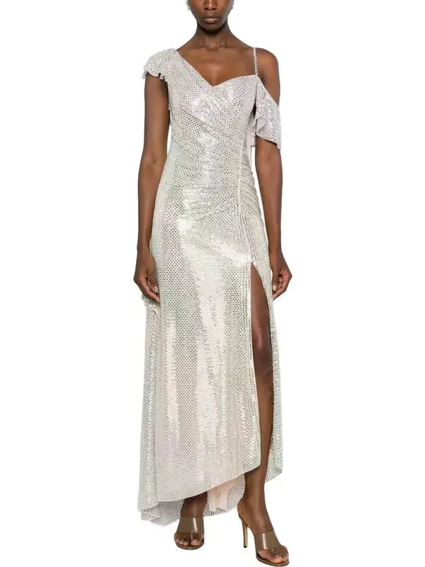 SELF-PORTRAIT Sequin-embellished Maxi Dress - Silver