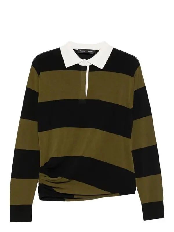 Proenza Schouler Corinna Striped Cotton Polo Top - Green