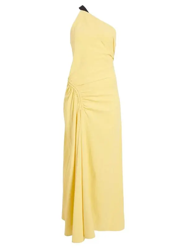 Proenza Schouler Sirena Crinkle Linen Viscose One-shoulder Maxi Dress - Yellow