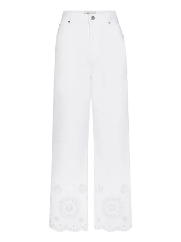 FRAME The Eyelet Flare Jeans - White