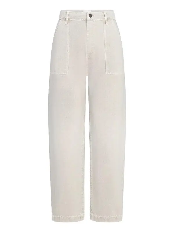 FRAME High Rise Barrel Cargo Jeans - Cream