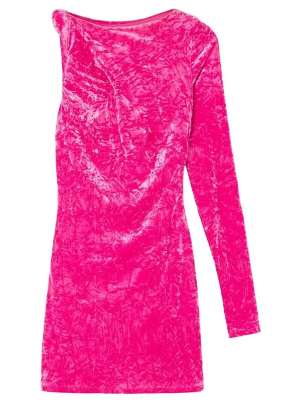 Versace One-shoulder Velvet Mini Dress - Pink