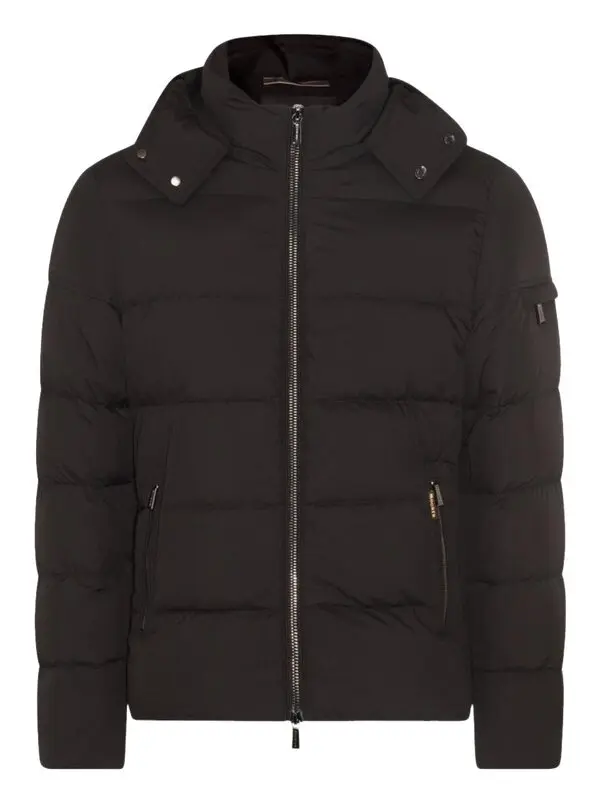 MOORER Quilted Hooded Down Jacket - Black