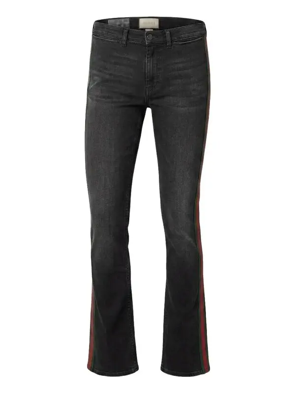 Gucci Cotton Denim Pants With Web Detail - Black