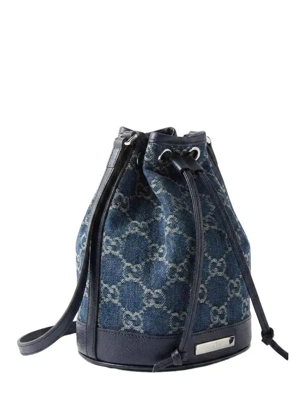 Gucci Mini Bucket Bag With Plaque - Dark Blue