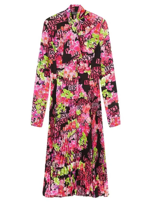 Versace Allover Floral Printed Midi Dress - Red