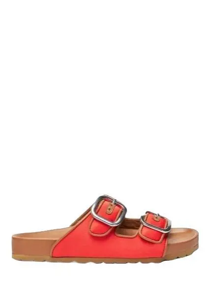 SCAROSSO Isa Double-buckle Open-toe Slides - Red