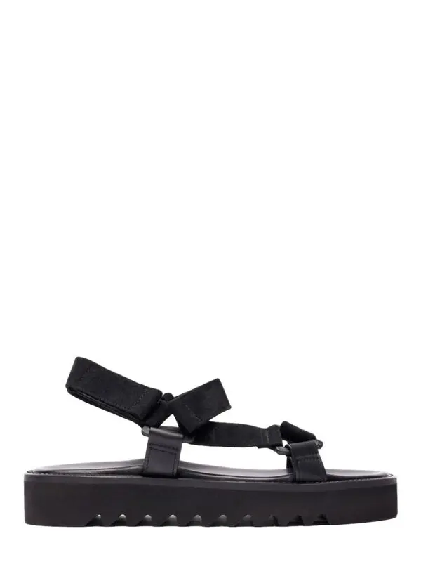 SCAROSSO Round-toe Sandals With Velcro Straps - Black