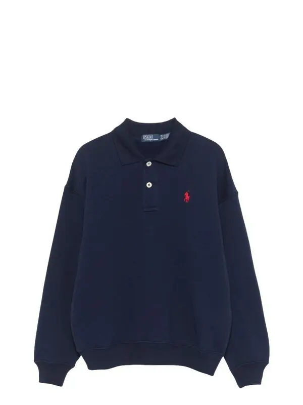 Polo Ralph Lauren Embroidered Logo Long Sleeve Polo Shirt - Navy