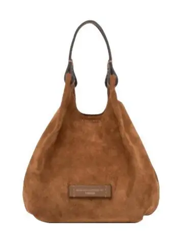 GIANNI CHIARINI Suede Top Handle Shoulder Bag - Caramel