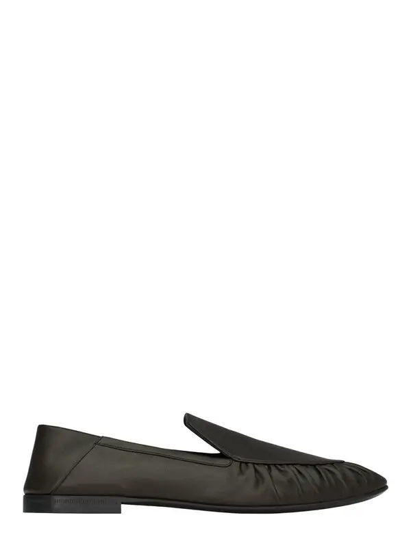 Saint Laurent Gathered Moc Toe Slip-on Slippers - Black