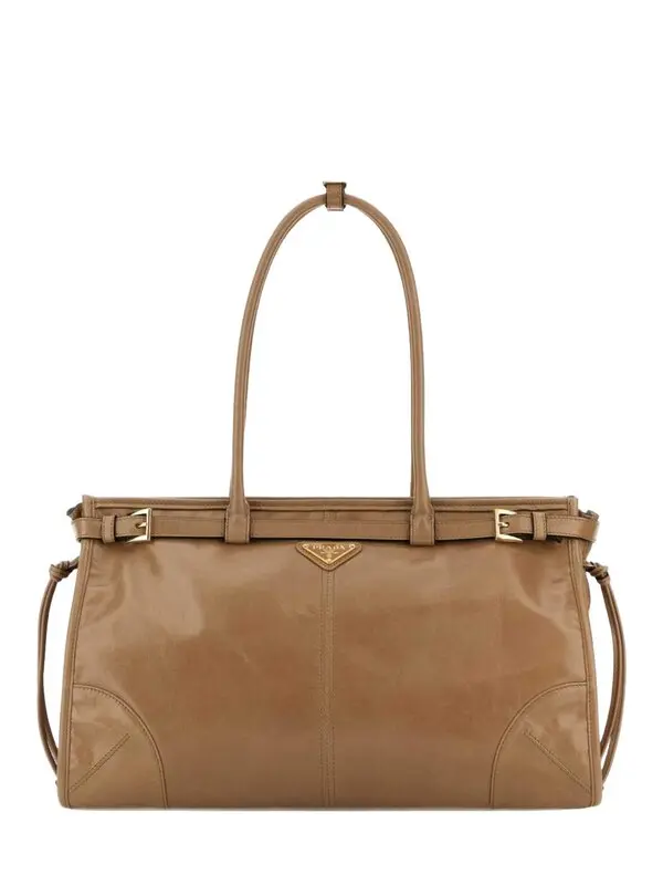 Prada Triangle-logo Drawstring Shoulder Bag - Bean Paste Color
