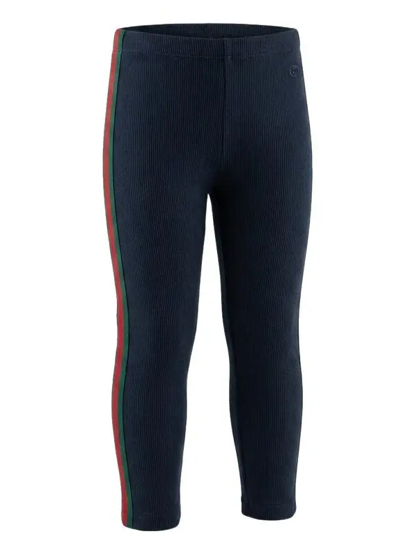 Gucci Rib Cotton Jersey Pants With Web Detail - Blue