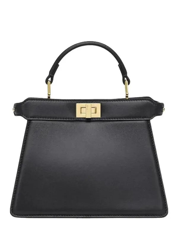 Fendi Padded Nappa Leather Bag With Twist Lock Closure - Black
