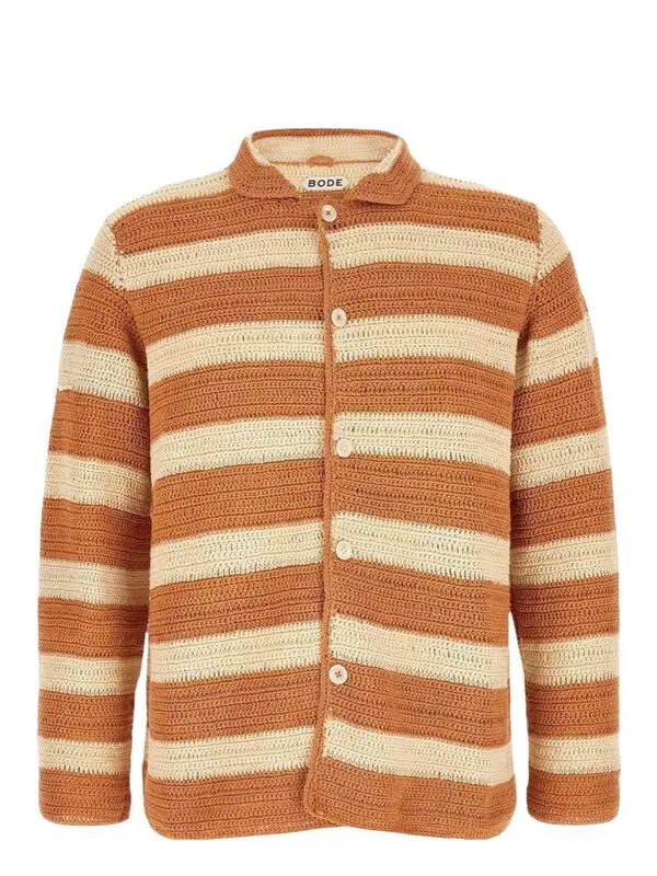 BODE Striped Crochet Cardigan - Brown