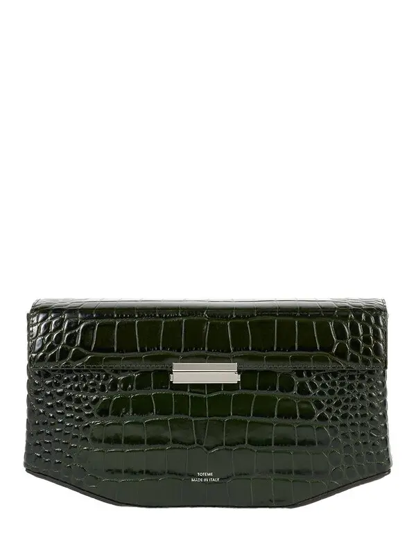 TOTEME Clip Croc-embossed Leather Shoulder Bag - Green