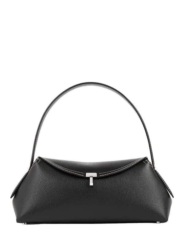 TOTEME T-lock Grained Leather Shoulder Bag - Black