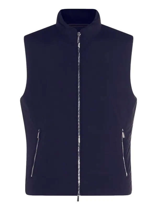 MOORER Zip-up Stand-collar Gilet - Black