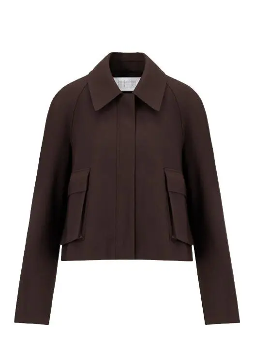 Harris Wharf London Cropped Jacket With Flap Pockets - Dark Brown