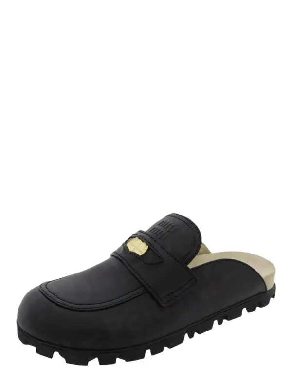 Miu Miu Leather Mules - Black