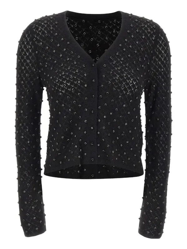 Max Mara Embellished V-neck Cardigan - Black