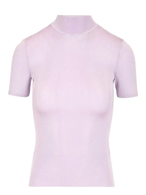 SELF-PORTRAIT High-neck Fine Knit Top - Lavender