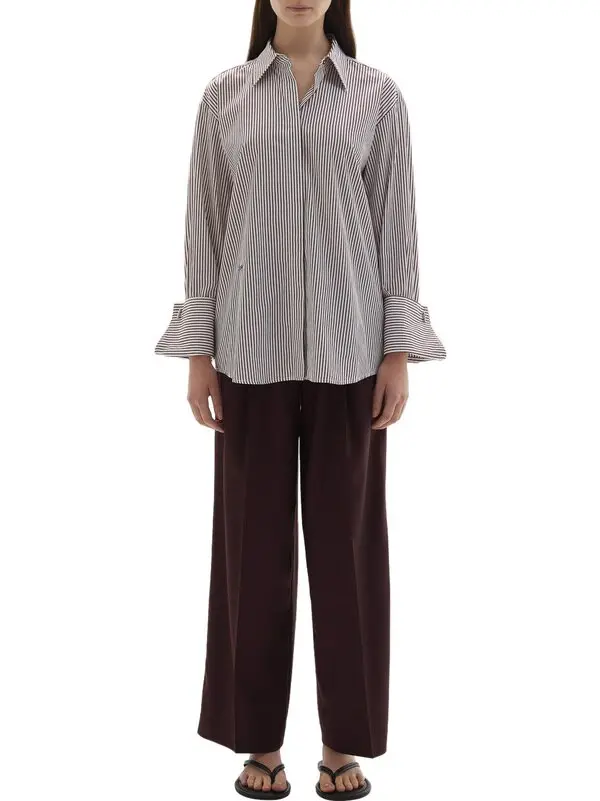 JOAEN Lowell Stripe Italian Cotton Button-up Top - Multicolor