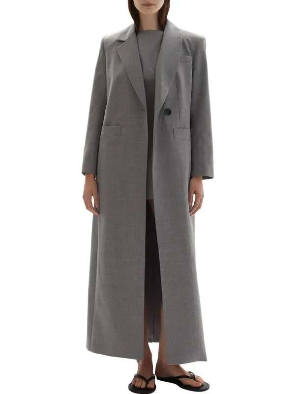 JOAEN Allora Wool Asymmetric Lapel Coat - Grey