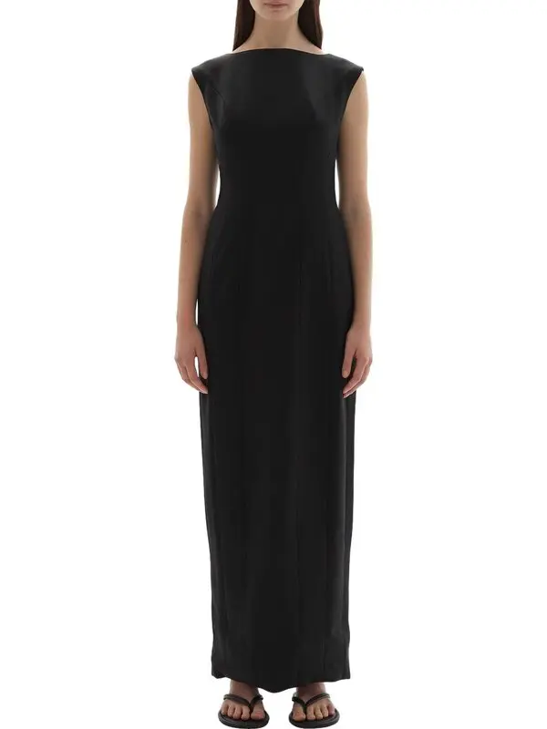 JOAEN Kelli Wool Structured Boatneck Maxi Dress - Black