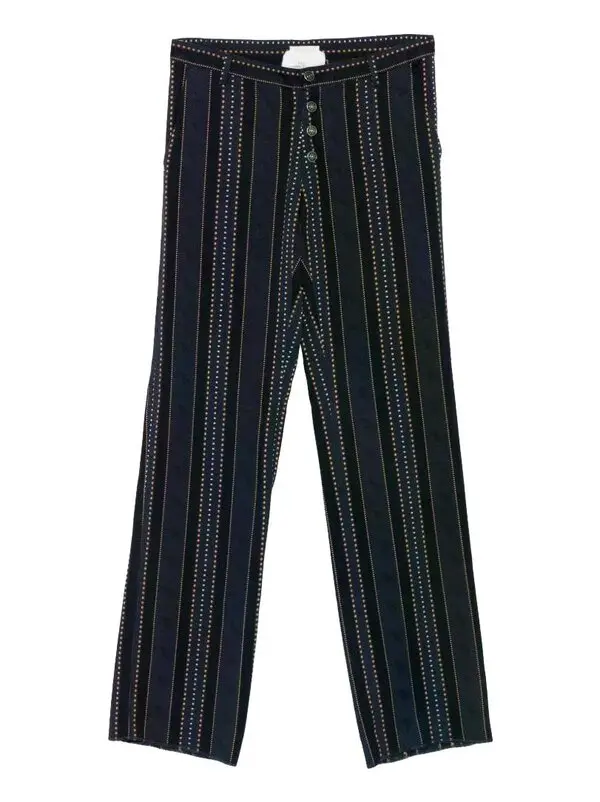 ROMEO GIGLI Striped Jacquard Button-fastening Trousers - Blue