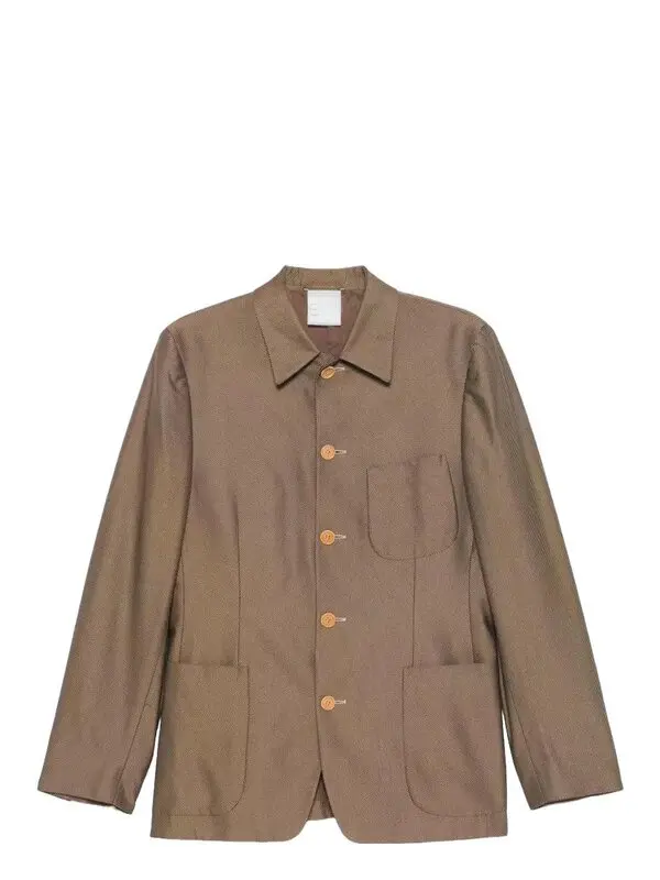 ROMEO GIGLI 1999s Diagonal-stripe Button-up Jacket - Neutrals