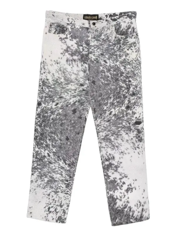 Roberto Cavalli 1990s Cow-print Trousers - Grey