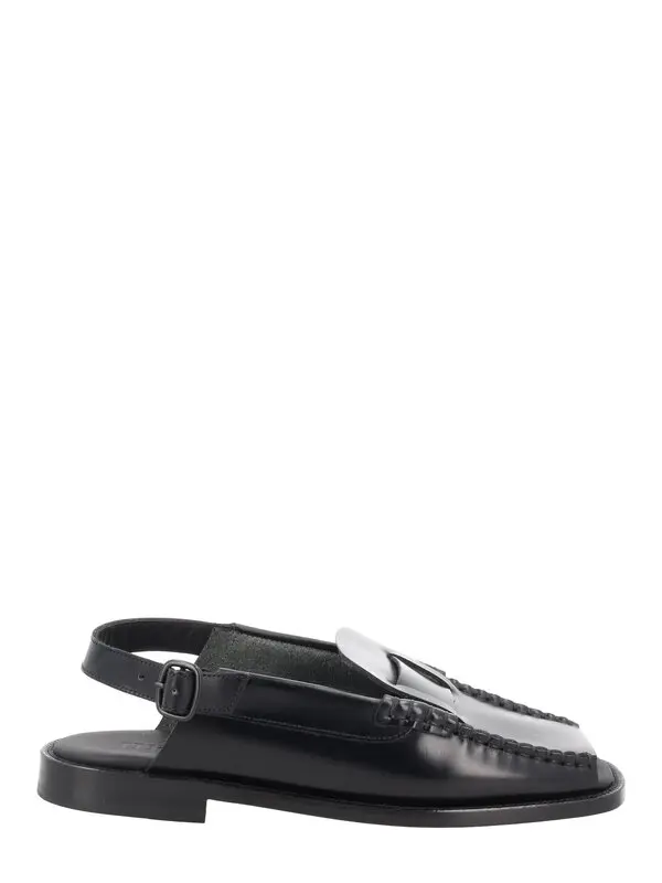 Hereu Sandalo "sineu" Leather Slingback Sandals - Black
