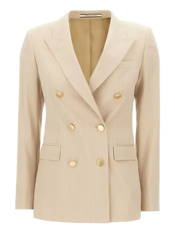 Tagliatore Double-breasted Blazer With Gold Tone Buttons - Multicolor