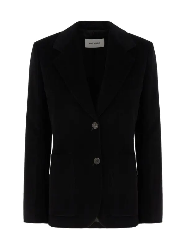 FERRAGAMO Black Corduroy Blazer - Multicolor
