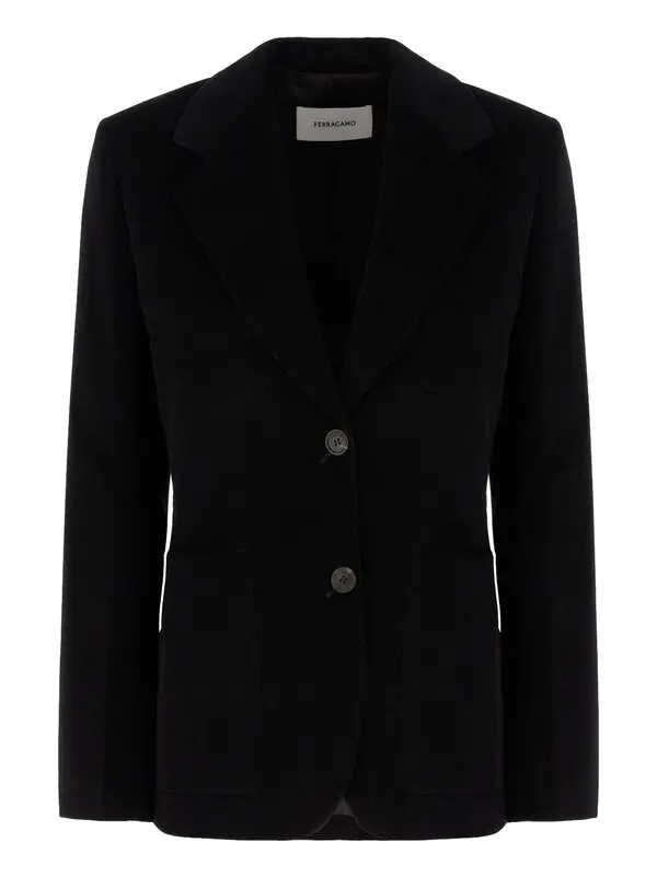 FERRAGAMO Black Corduroy Blazer - Multicolor