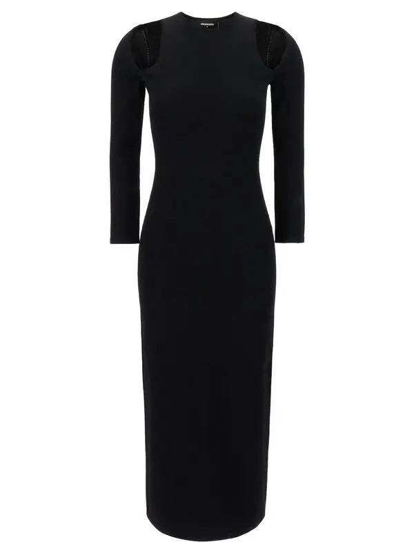 Dsquared2 Long Sleeve Dress With Embellished Logo - Multicolor
