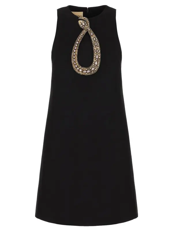 Valentino Garavani Embellished Neckline Sleeveless Dress - Multicolor